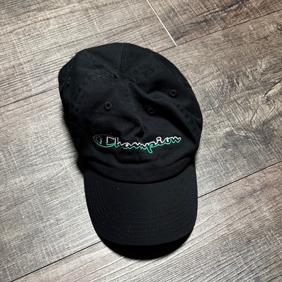 Champion | Accessories | Champion Black Cap With Green Logo | Poshmark